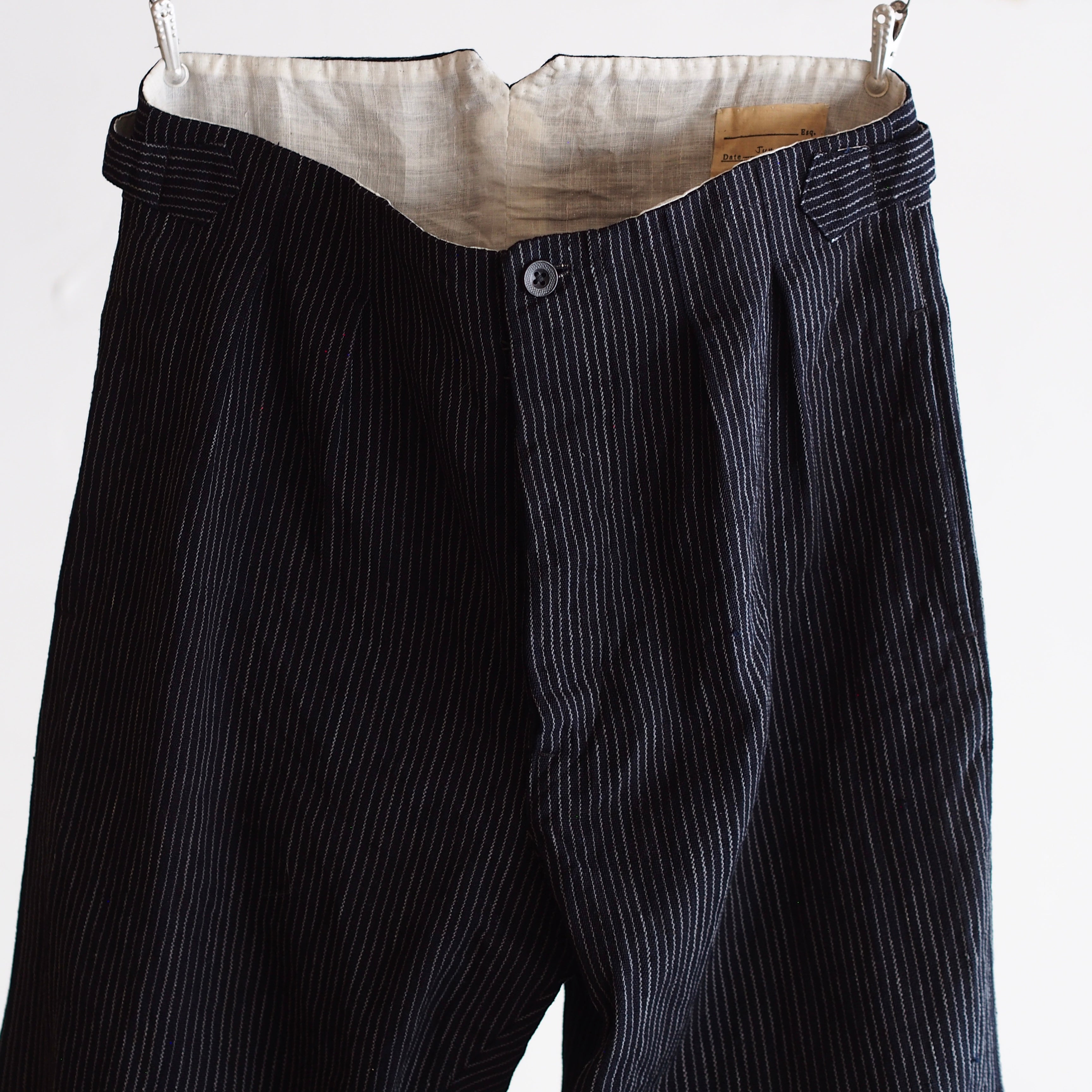 NORA WORK PANTS~japan old indigo cotton stripe fabric~