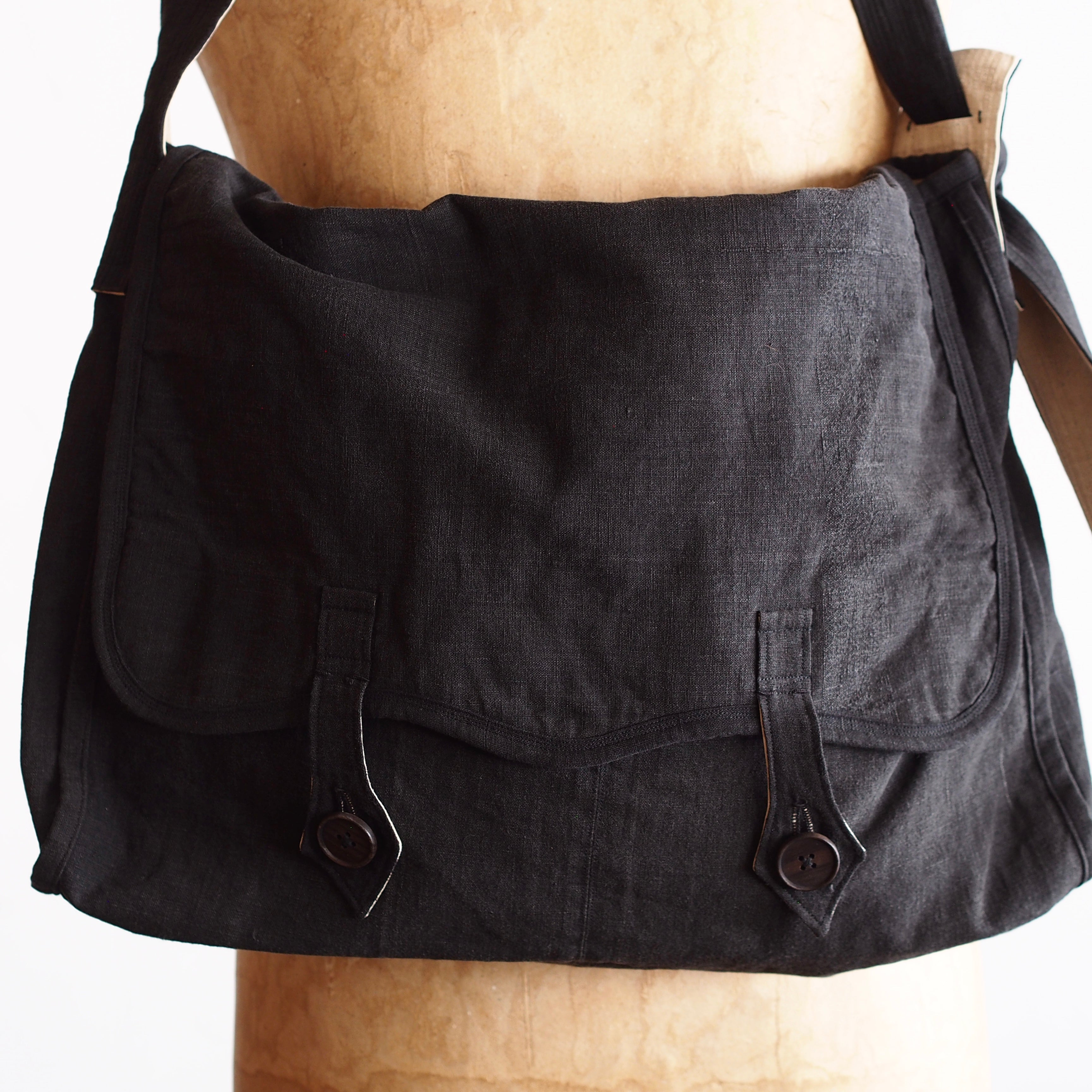 NORA BAG~type postman~japan old black cotton fabric~